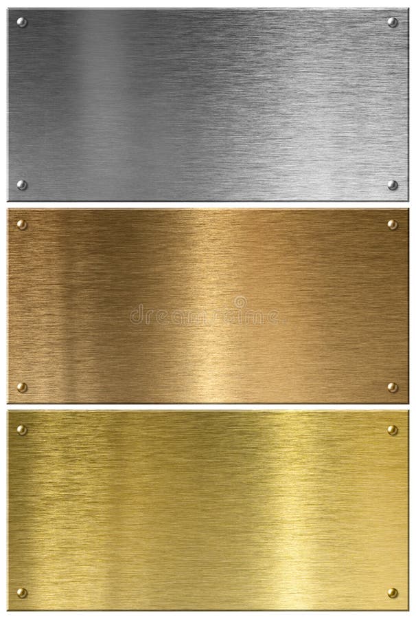 Golden, Silver and Copper Metal Plates Set Stock Photo - Image of ...