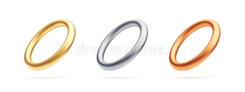 Golden, Silver, Copper Rings Set, Falling 3d Jewelry Accessories Stock Vector - Illustration of ...