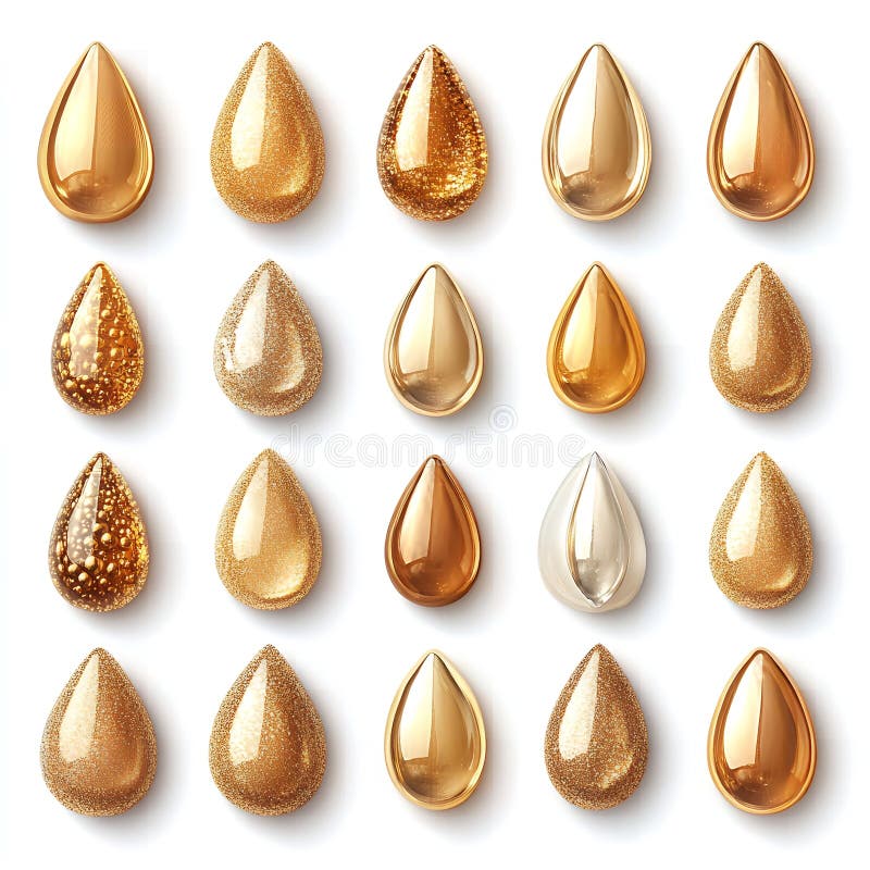 Golden and Silver Droplets Collection Luxury Texture Design Elements ...