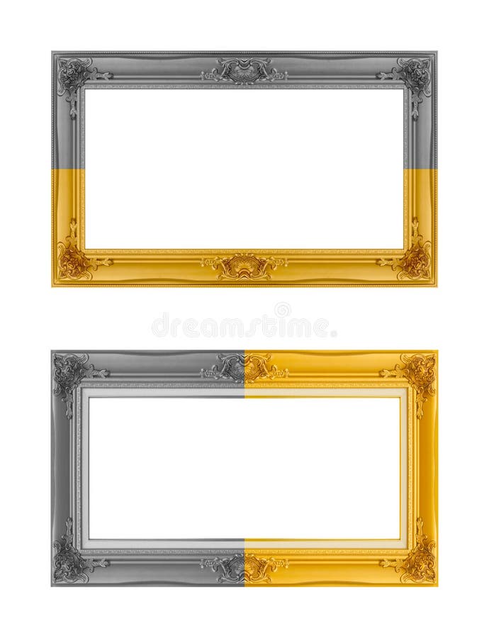 Golden & Silver Frame Isolated on White Background Stock Photo - Image ...