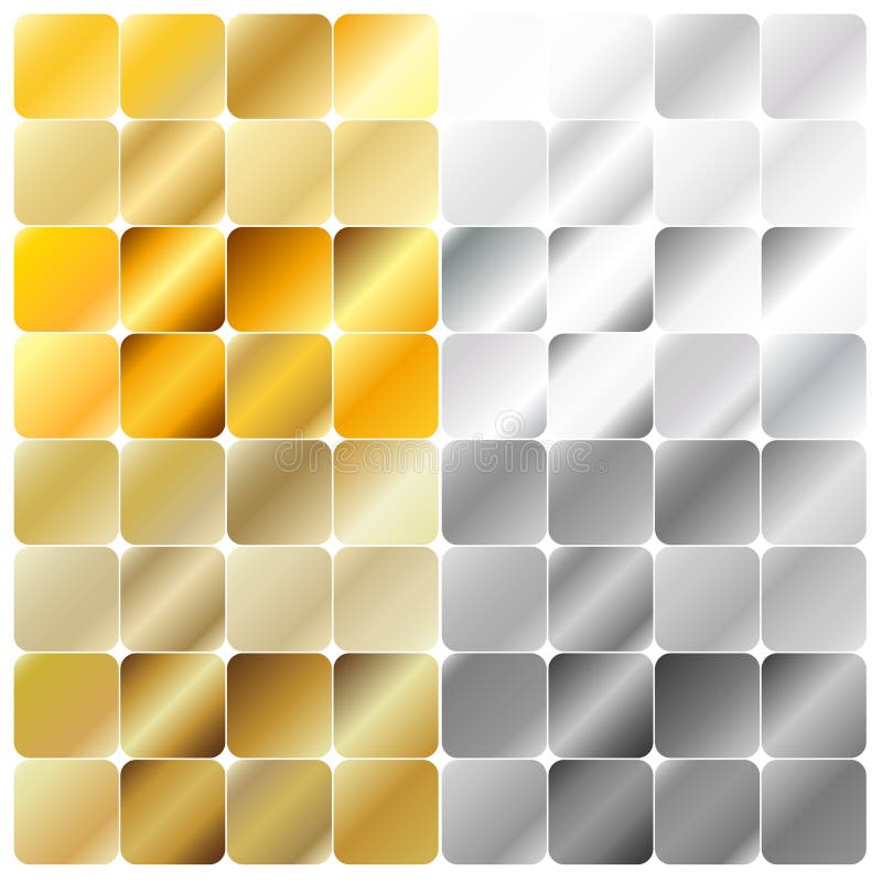 Gold And Silver Gradient Collection. Vector Illustration. Stock Vector ...