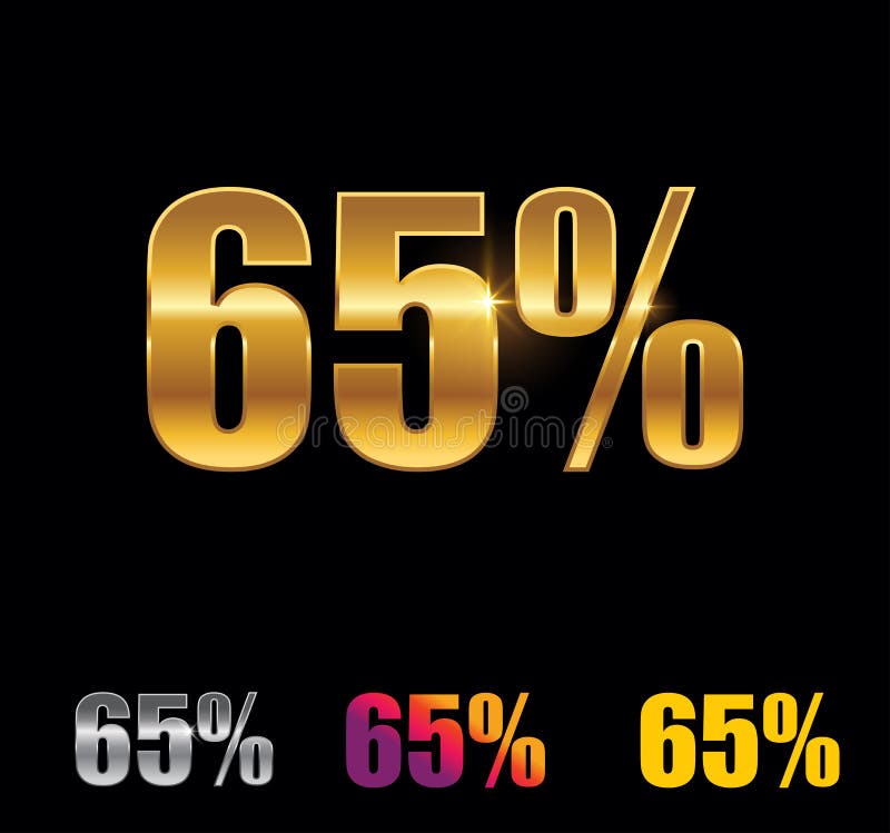 Golden and Silver 65 Percent Sign Stock Vector - Illustration of ...