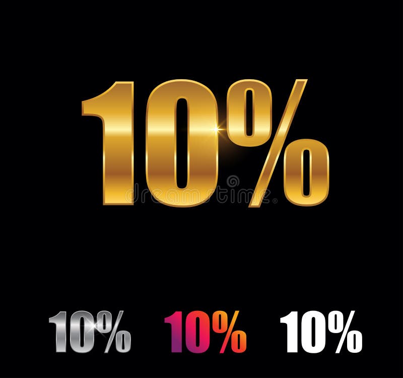 Golden and Silver 10 Percent Sign Stock Vector - Illustration of ...