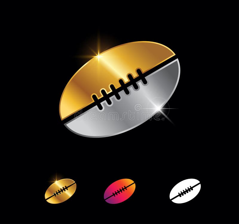 Golden and Silver Rugby Ball Sign Stock Vector - Illustration of object ...