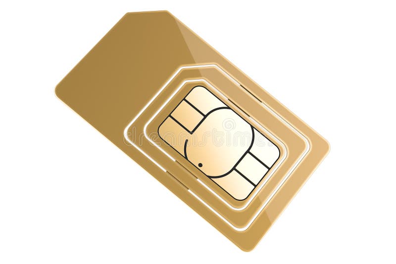 Golden Sim Card, 3D Rendering Stock Illustration - Illustration of ...
