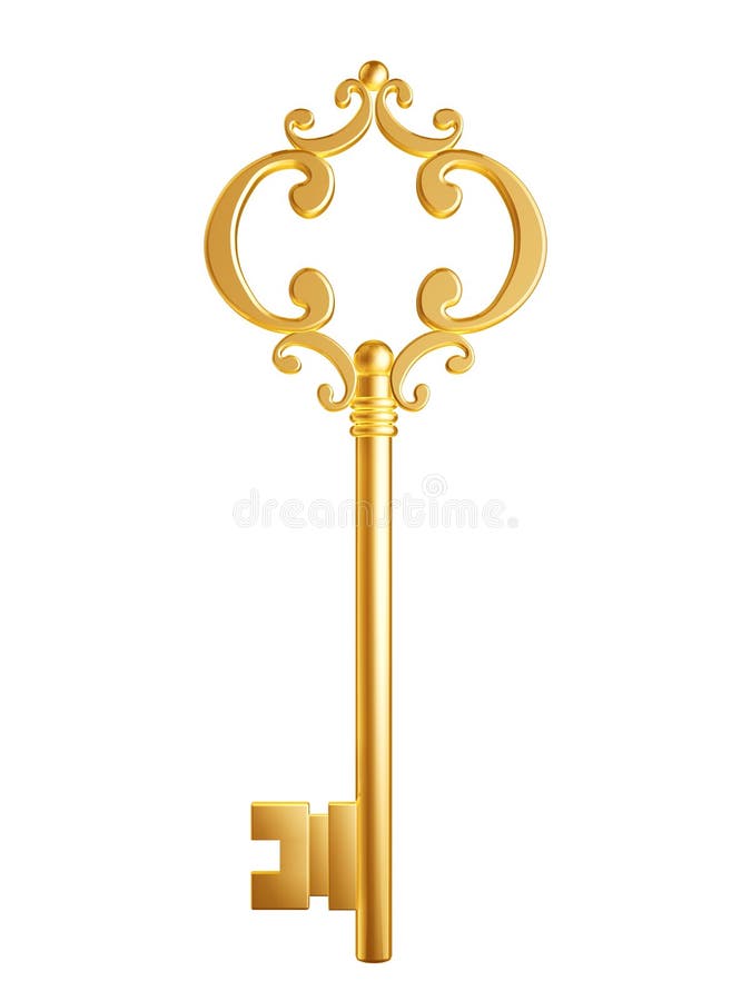 Golden Key Isolated on White Vector Stock Vector - Illustration of icon ...