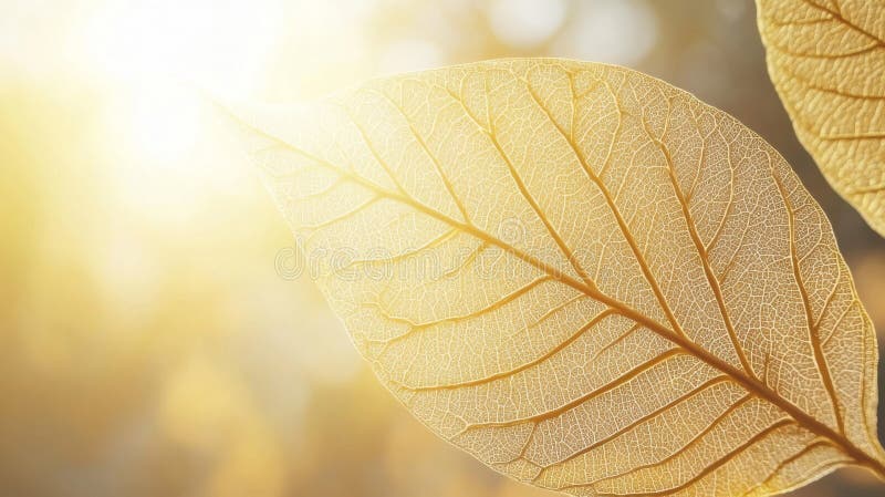 Golden Skeleton Leaf Backlit by Sunlight Stock Illustration ...