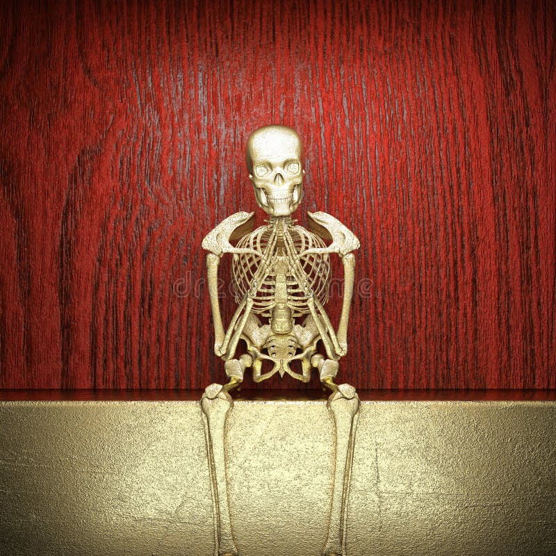 Golden skeleton on wood stock illustration. Illustration of rust - 31583378
