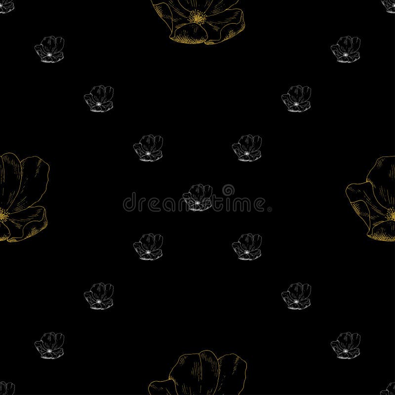 Golden Sketch Briar Decor Seamless Pattern Stock Vector - Illustration ...