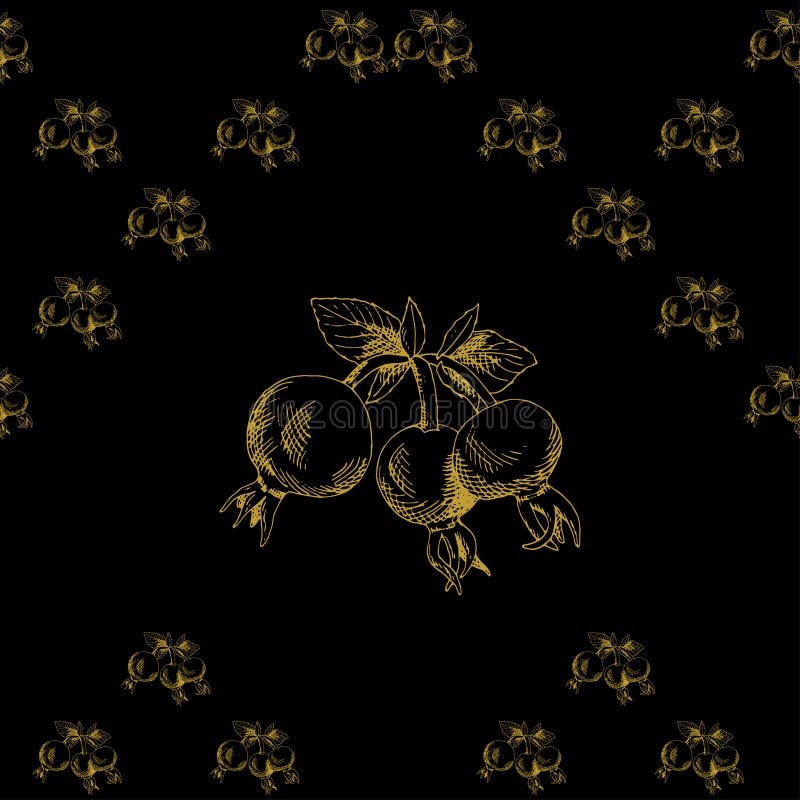 Golden Sketch Briar Decor Seamless Pattern Stock Vector - Illustration ...