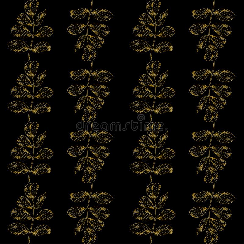 Golden Sketch Briar Decor Seamless Pattern Stock Vector - Illustration ...