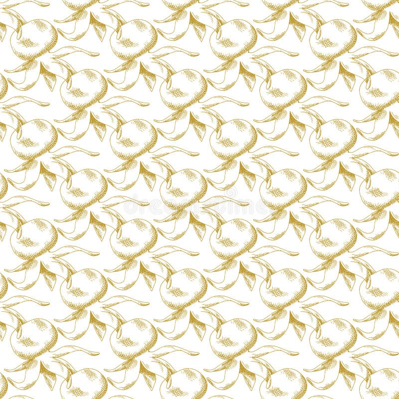 Golden Sketch Briar Decor Seamless Pattern Stock Vector - Illustration ...
