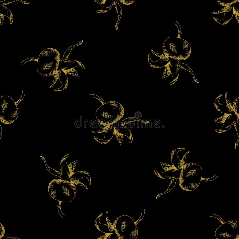 Golden Sketch Briar Decor Seamless Pattern Stock Vector - Illustration ...