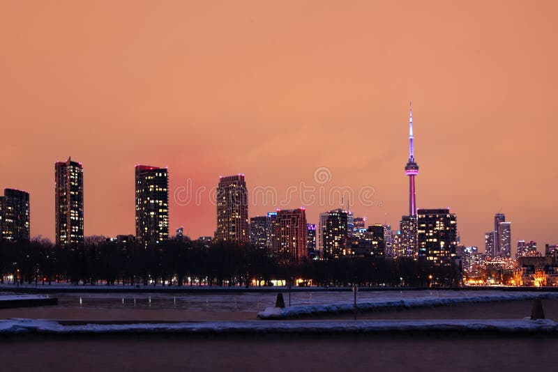 Toronto at dusk stock photo. Image of hour, toronto, travel - 3976054