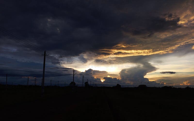 Golden Sky Sunset before Rain Stock Image - Image of rain, goldensunset ...