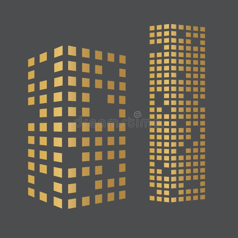 Golden Skyscraper Buildings Icon Stock Vector - Illustration of glamour ...