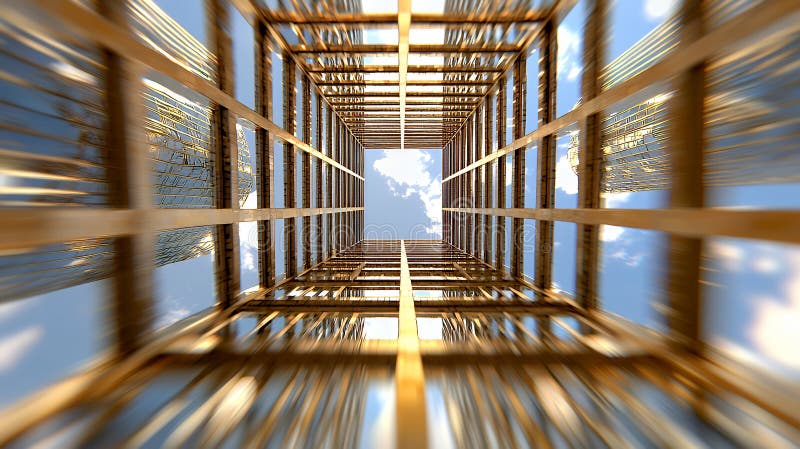 Golden Skyscraper Framework Perspective Stock Illustration ...