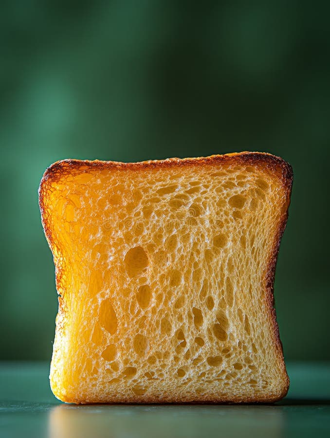 Golden Slice of Bread with a Green Background. Stock Photo - Image of ...