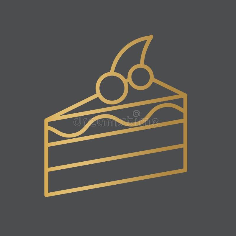 Golden slice of cake stock vector. Illustration of flat - 180397481