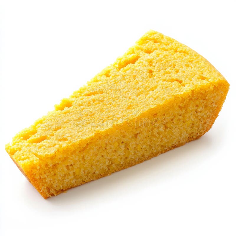 A Golden Slice of Cornbread, Isolated on a White Background, Showcasing ...