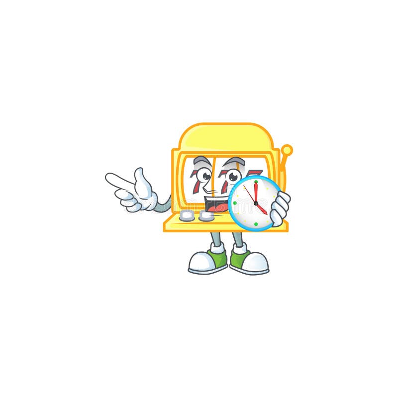 Golden Slot Machine Cartoon Character Style with a Clock Stock Vector ...
