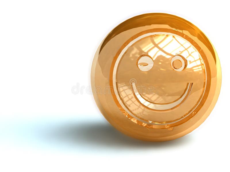 3D Golden Smiley stock illustration. Illustration of metallic - 2924266