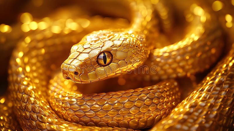 Golden Snake 3D Illustration Stock Illustration - Illustration of ...