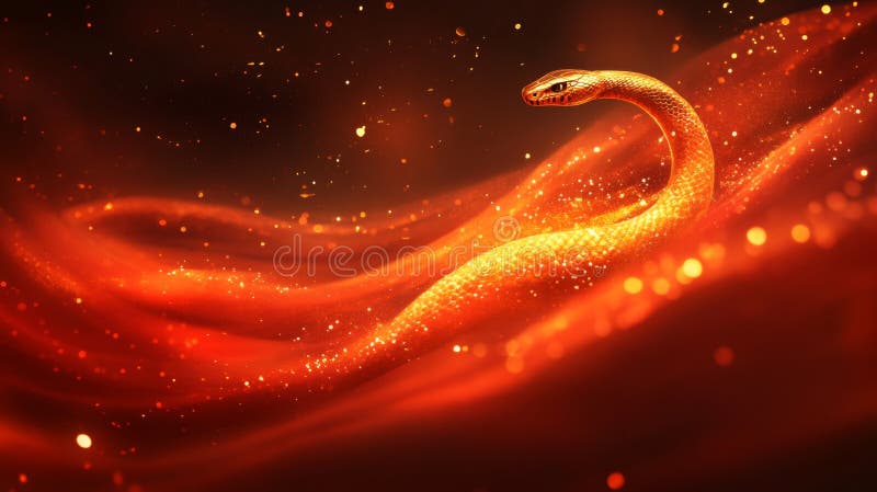 Golden Snake in Fiery Red Glitter Stock Illustration - Illustration of ...