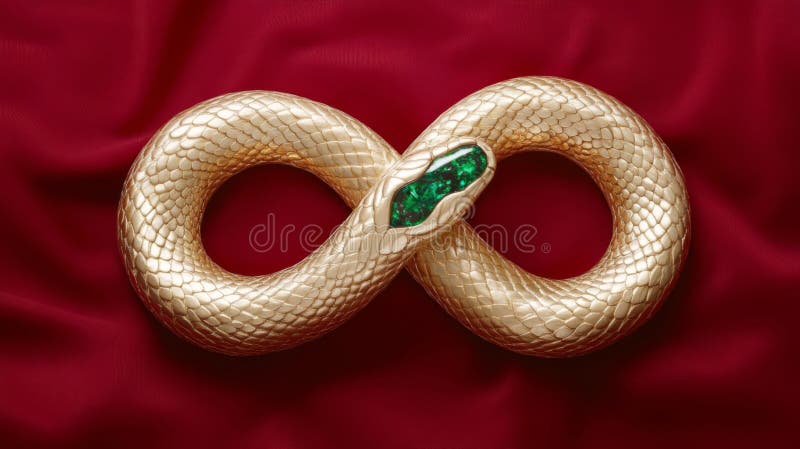 Golden Snake Forming Infinity Symbol with Emerald Stock Illustration ...
