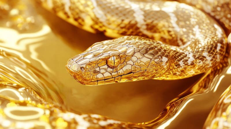 Golden Snake with a Shiny, Metallic Surface Stock Illustration ...