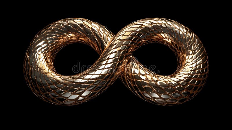 Golden Snake Skin Infinity 3D Render Stock Illustration - Illustration ...