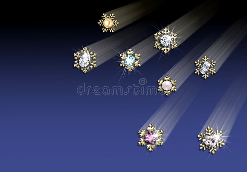 Golden Snowflake Border W/jewels Stock Illustration - Illustration of ...