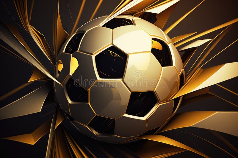 Golden Soccer Ball on a Dark Background. Success Concept. Generative AI ... Golden Soccer Ball on a Dark Background. Success Concept. Generative AI ...