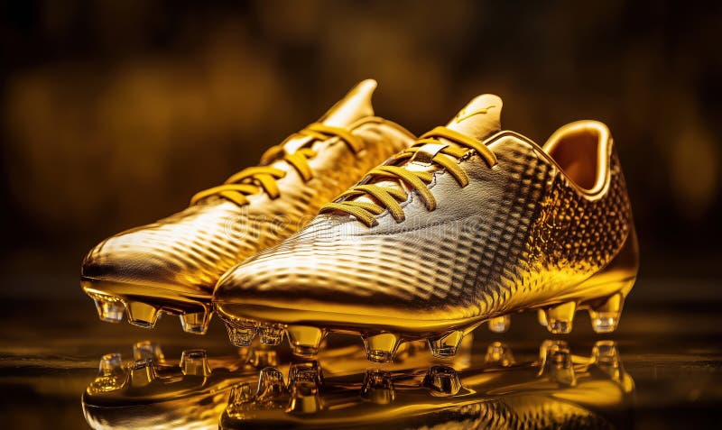 Golden Soccer Cleats with Sleek Design and Reflective Surface for Elite ...