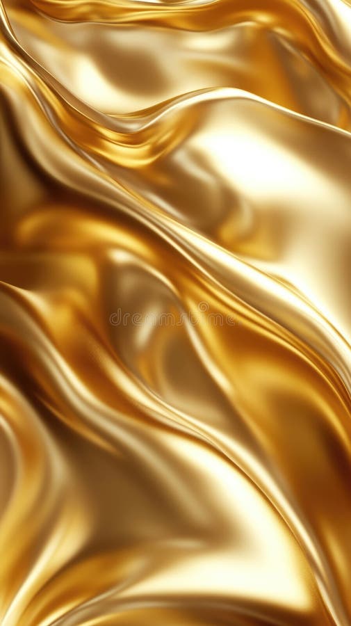 Golden Soft Satin Fabric Waves Vertical Background Design. Texture with ...