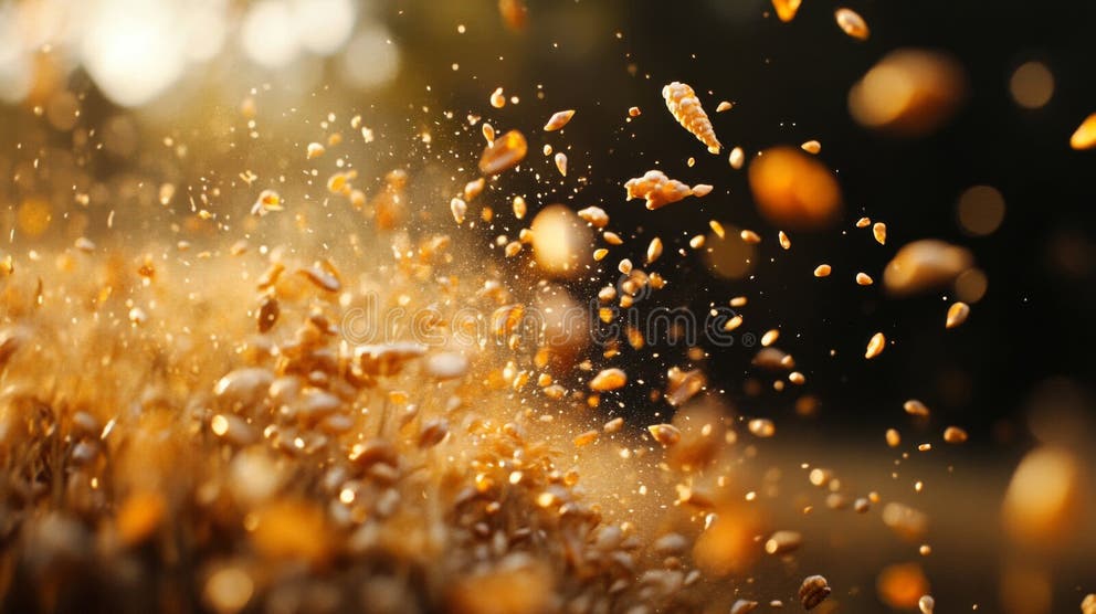Golden Soil Particles Exploding in Sunlight Stock Illustration ...