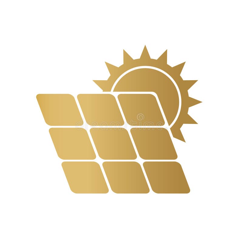 Golden solar battery panel stock vector. Illustration of ecology ...