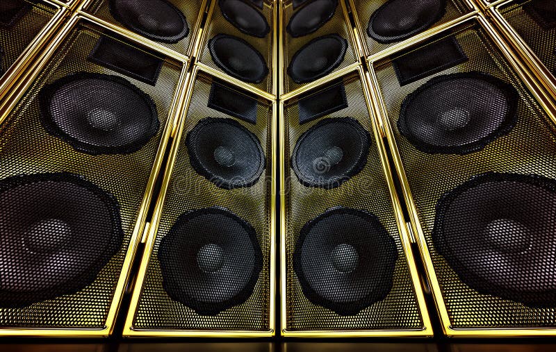 Golden Sound Symbol Speaker Icon Stock Illustration - Illustration of ...