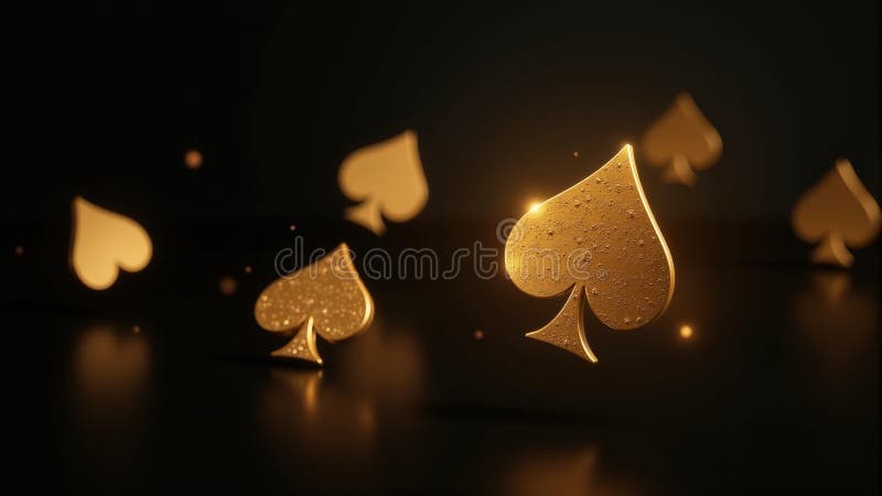 Golden Spade Symbols Floating on Dark Stock Image - Image of golden ...