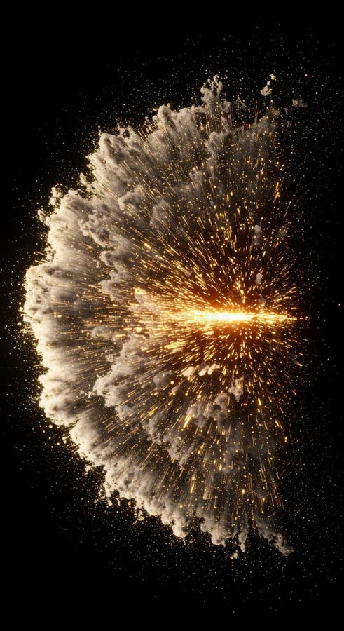 Golden Spark Explosion on Black Background Stock Illustration ...