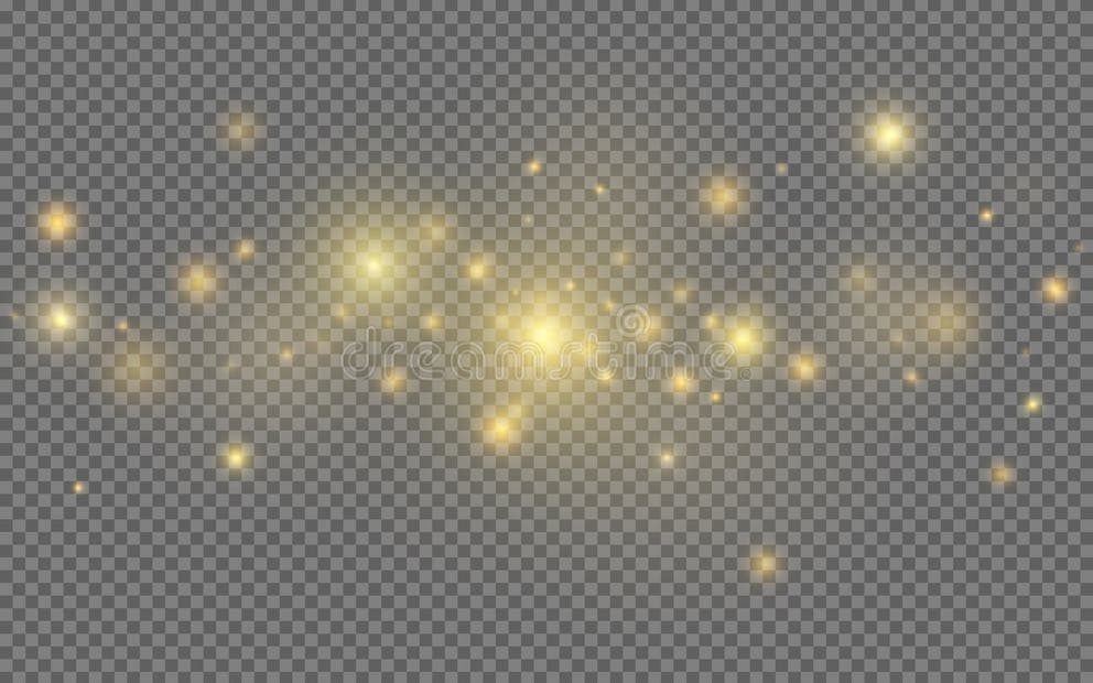 Golden Sparkle Light Effects on Transparent Background, Festive Glow ...