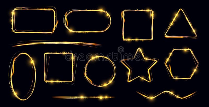 Golden Sparkle Shapes, Magic Glitter Glow, Vector Stock Vector ...