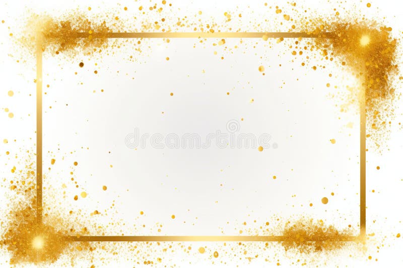 Golden Sparkle Splatter Brush Border. Generative AI Stock Illustration ...