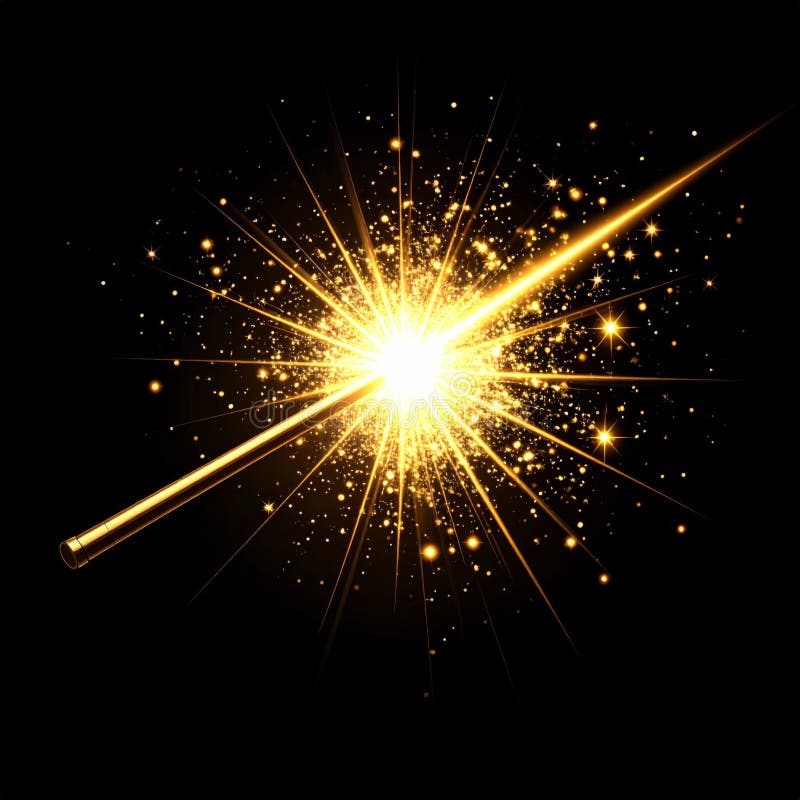 Golden Sparkler on Black Background Stock Illustration - Illustration ...