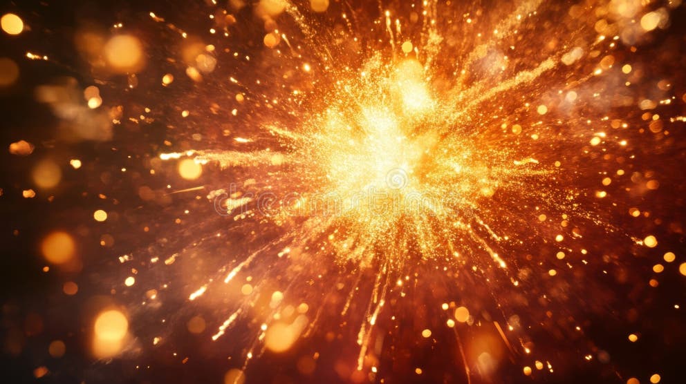 Golden Sparkler Explosion Festive Celebration Display Stock ...