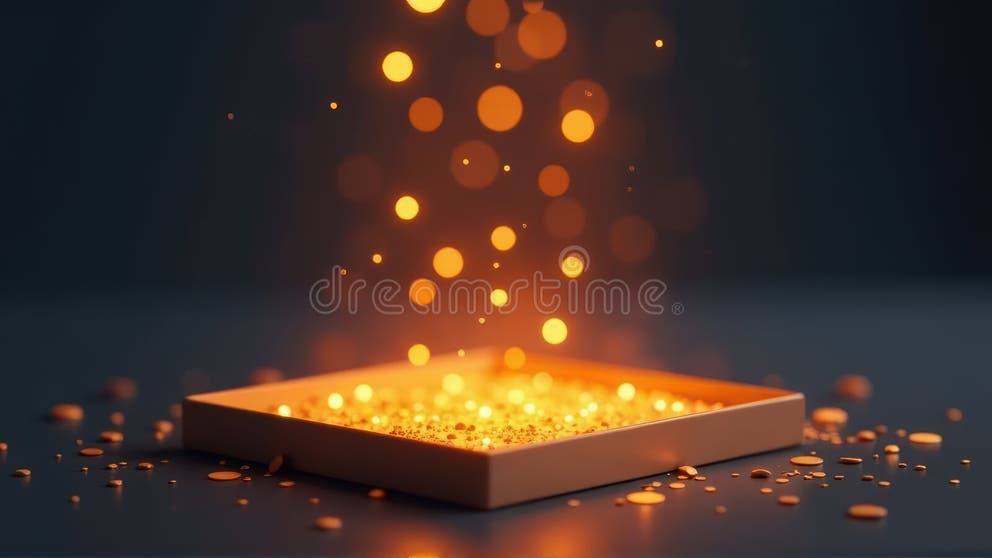 Golden Sparkles in a Box with Copy Space Stock Illustration ...