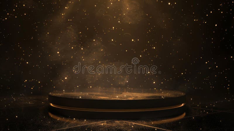 Golden Sparkles Illuminate the Empty Stage, Awaiting the Star Presence ...