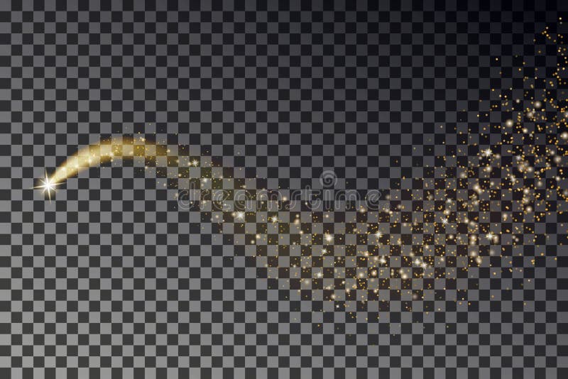 Golden Sparkling Falling Star. Vector Stardust Trail. Glittering Wave ...