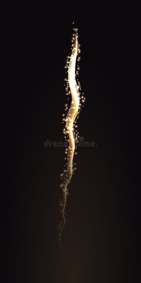 Golden Sparkling Firework Trail on Dark Background. Vector Illustration ...