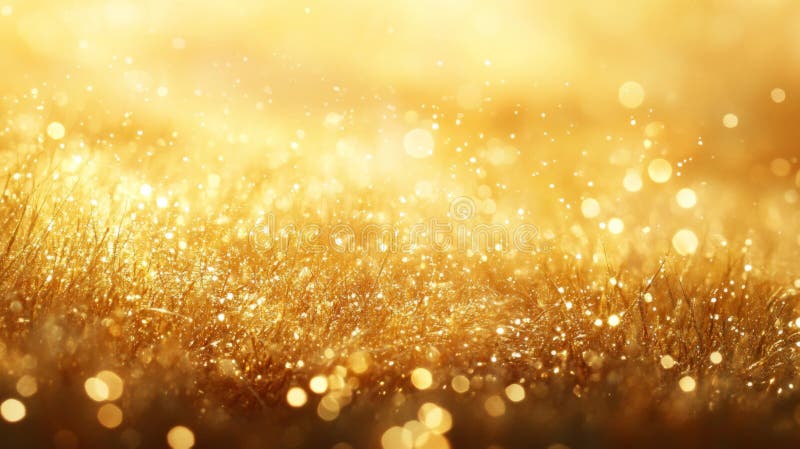 Golden Sparkling Grass Field Glimmering with Light Stock Illustration ...